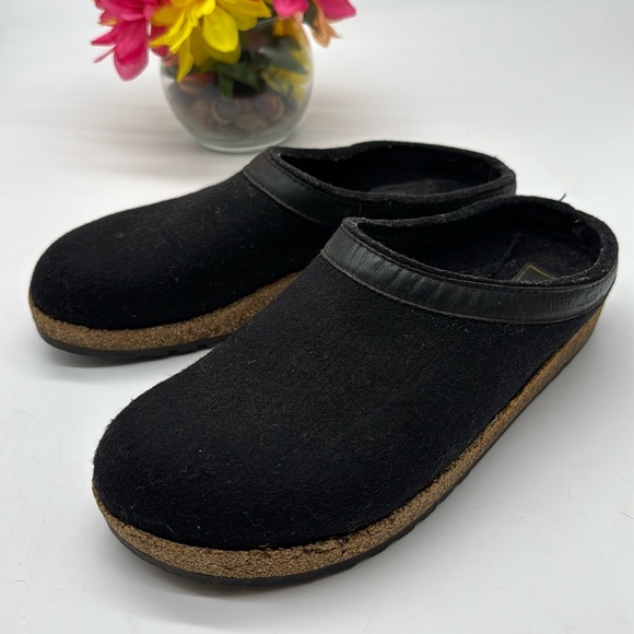 Haflinger | Shoes | Halfinger Black Wool Slip On Clogs With Cork And ...